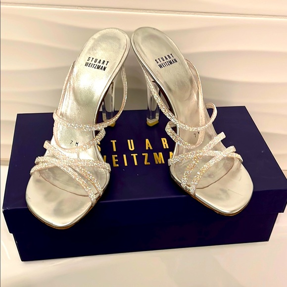 Stuart Weitzman | Shoes | Stuart Weitzman Silver Strappy Heels | Poshmark